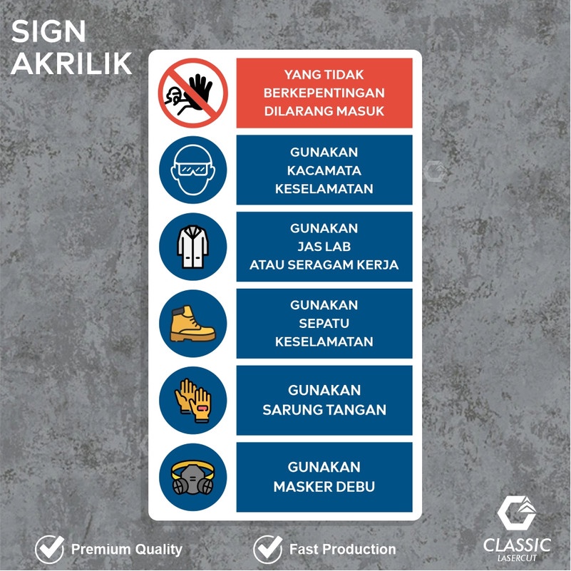 Jual Safety Sign Board Akrilik "Peraturan Safety Di Dalam Ruangan ...