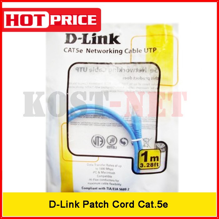 Jual Kabel D-Link Patch Cord Cat.5e 1 Meter ORIGINAL | Shopee Indonesia