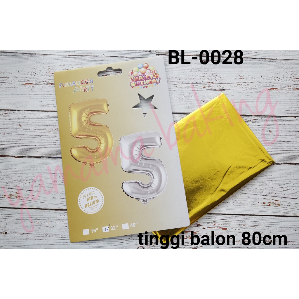 Jual BL-0028 Balon foil angka lima 5 birthday party ulang tahun ultah ...