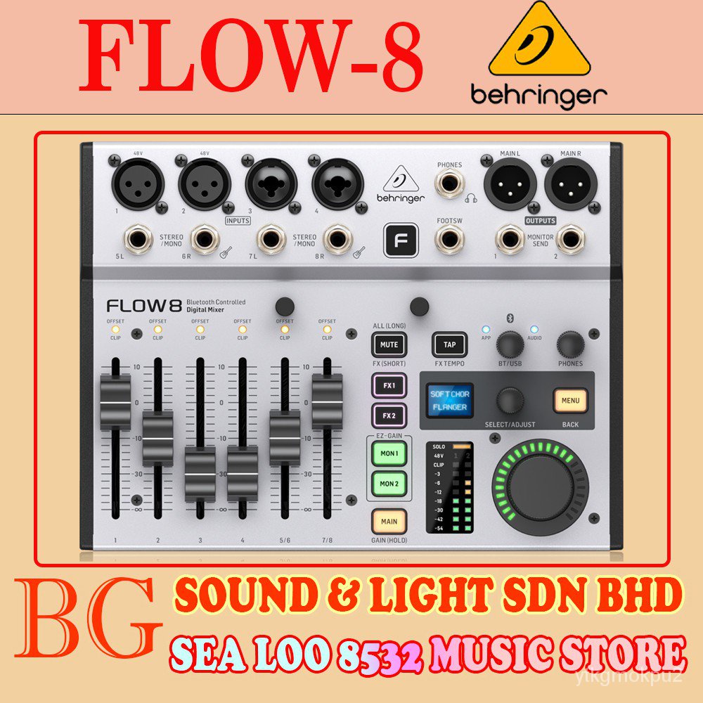 Jual BEHRINGER FLOW 8/ FLOW-8 8-INPUT DIGITAL MIXER WITH BLUETOOTH ...
