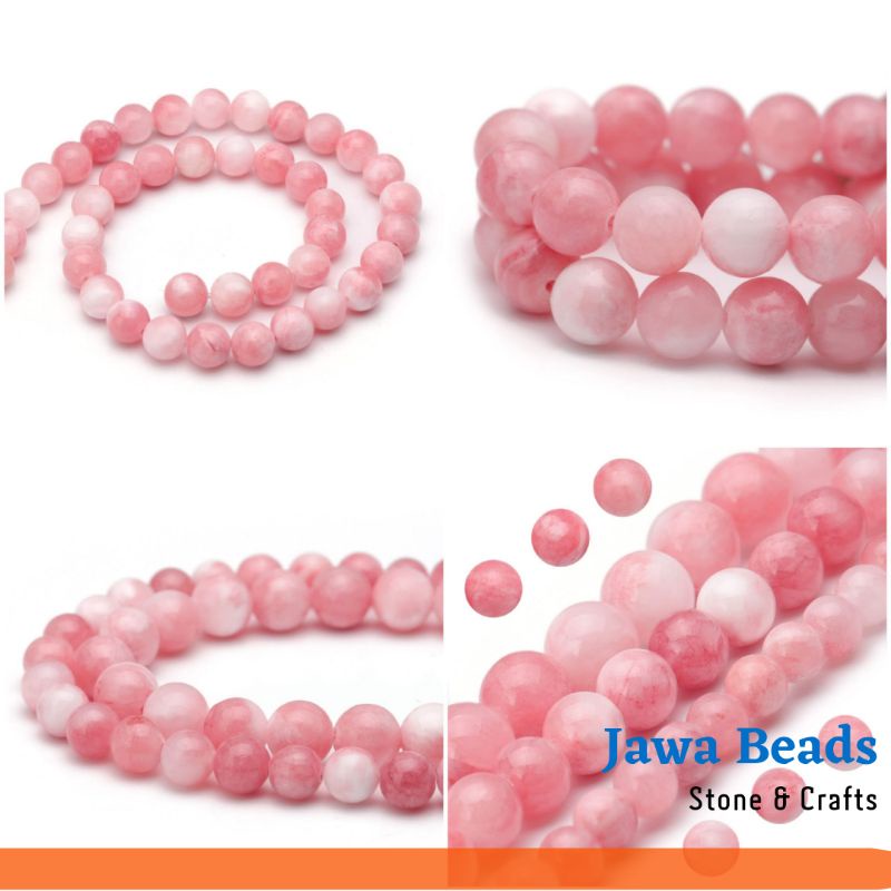 Jual Manik Batu Giok Salju Pink 6mm 8mm 10mm | Shopee Indonesia