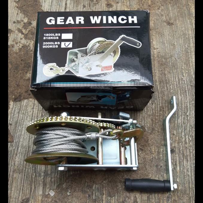 Jual HAND WINCH 1000kg MANUAL GEAR WINCH 2000Lbs SLING BAJA 10m ...