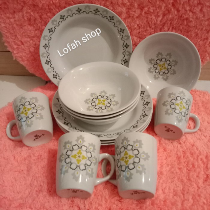 Jual PIRING SET / DINNER SET MAKAN KERAMIK MOTIF BUNGA BATIK #ORIGINAL ...