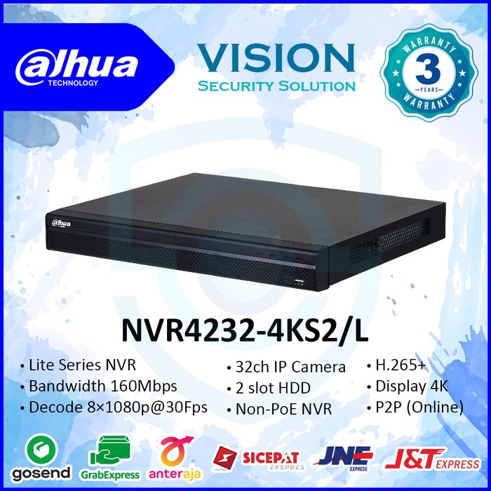Jual NVR IP Dahua 32ch Non-POE NVR4232-4KS2/L 2 HDD 4K H.265+ Lite ...