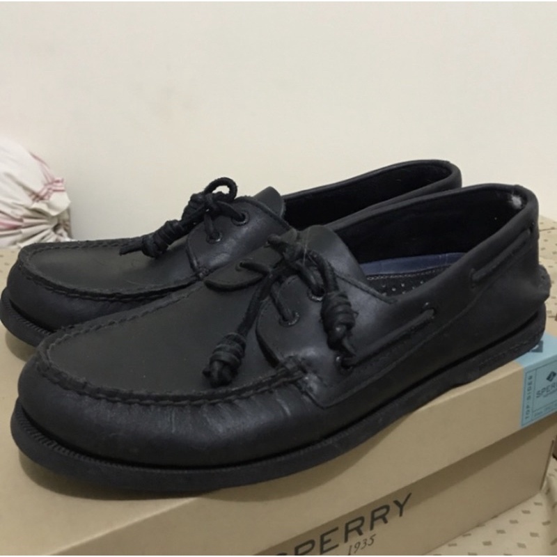 Jual Sepatu pria kulit Boat Shoes Sperry Leather Black on Black ...