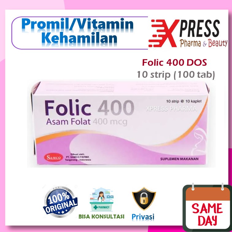 Jual ⚡XPRESS⚡ Folic 400 mg DUS Suplemen Kehamilan Program Hamil ...