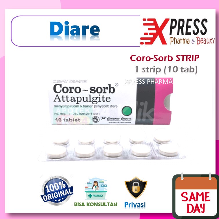 Jual ⚡XPRESS⚡ Coro-Sorb STRIP 10 Tablet Obat Diare Mencret Coro - Sorb ...