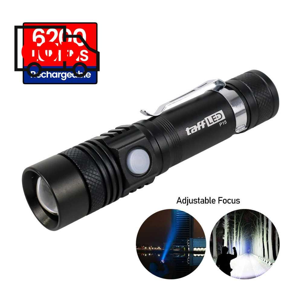 Jual Senter LED 6200 Lumens Cahaya Terang USB 10W Waterproof Zoom In ...