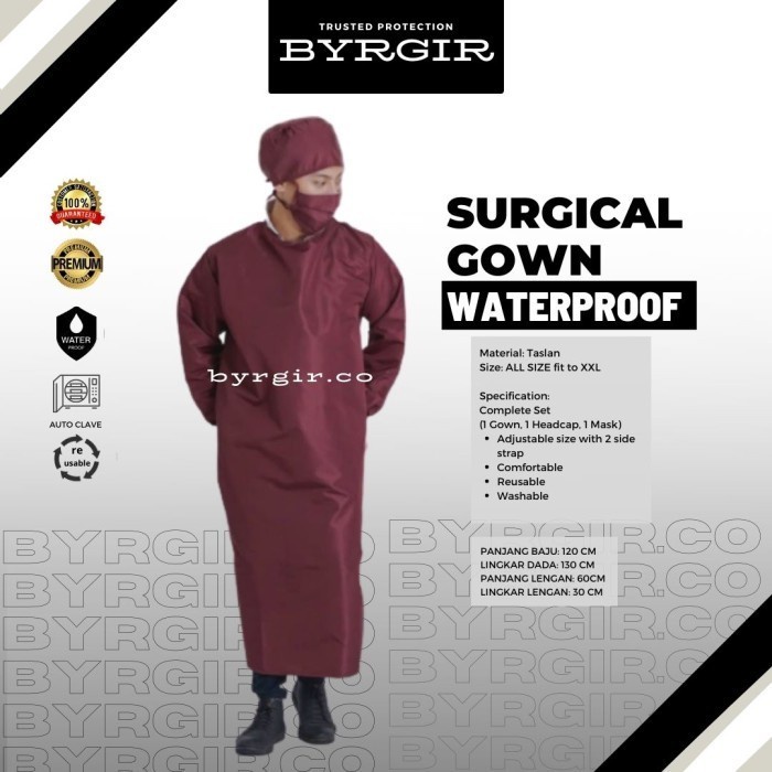 Jual Reusable Surgical Gown Jas Jubah Operasi APD Waterproof Lengan ...