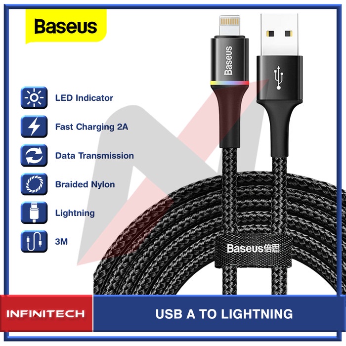 Jual Baseus Kabel LED Halo Lightning Cable Data iPhone Apple Fast Charging | Shopee Indonesia