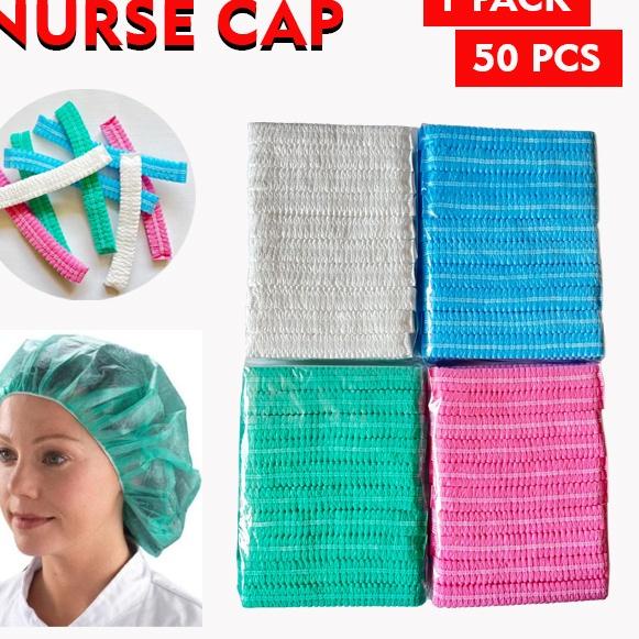 Jual Kepoin aja 4a4Zo Nurse Cap Topi Penutup Kepala Pelindung Rambut 1 Pack 50 Pcs | Shopee ...