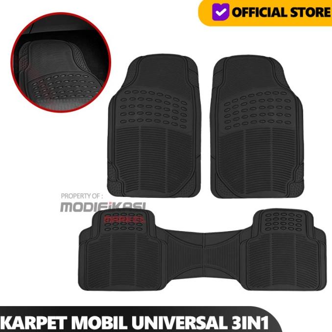 Jual KARPET MOBIL KARET UNIVERSAL 3 IN 1 DEPAN BELAKANG TEBAL 3D ...