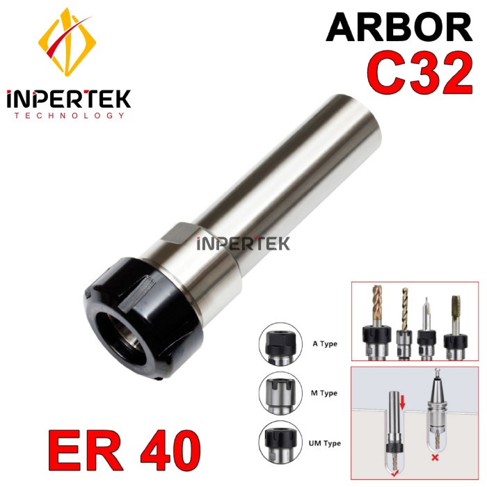 Jual Arbor C32 ER40 100 Collet Chuck ER 40 Straight Shank Milling CNC C ...