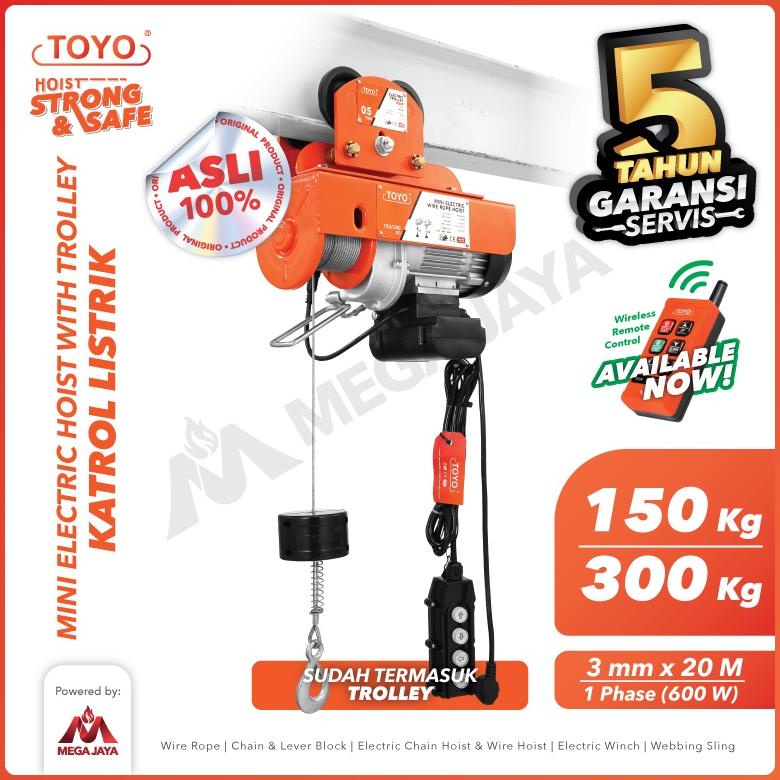 Jual Toyo Mini Electric Hoist Trolley Set / Katrol Listrik 150/300Kg X ...