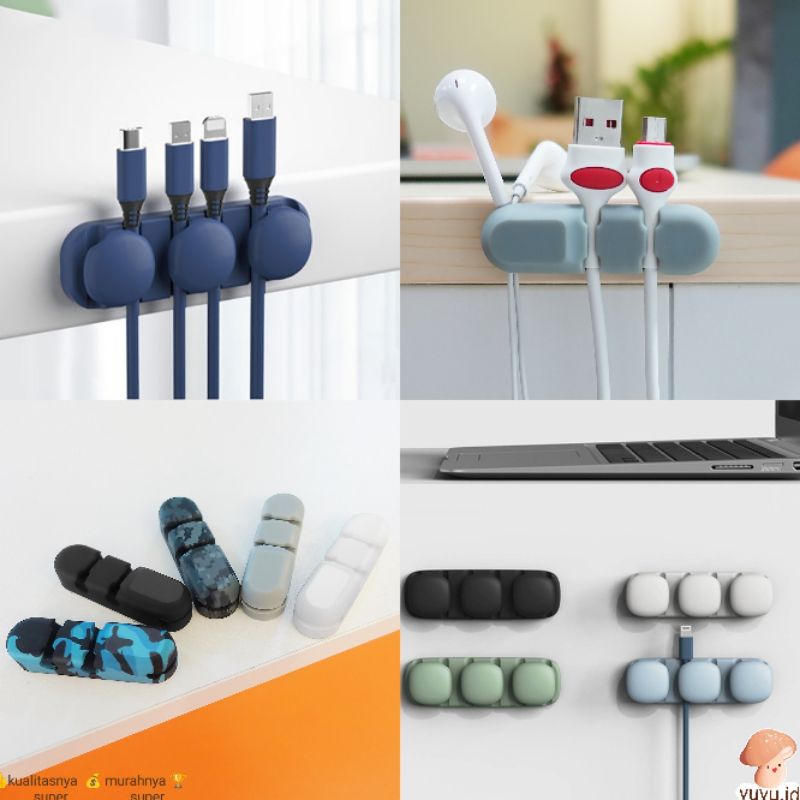 Jual Holder Kabel Silikon 4-6 Slot Klip Kabel Penjepit Cable Clip ...