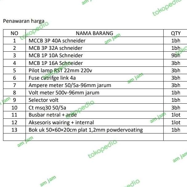 Jual Panel Distribusi Mccb 3P 40A - Mcb 3P 32A - Mcb 1P 10/16A ...