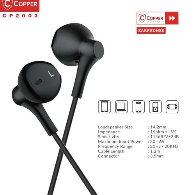 Jual Copper Cozy Series Earphone / Headset / Handsfree Cp013 | Shopee ...