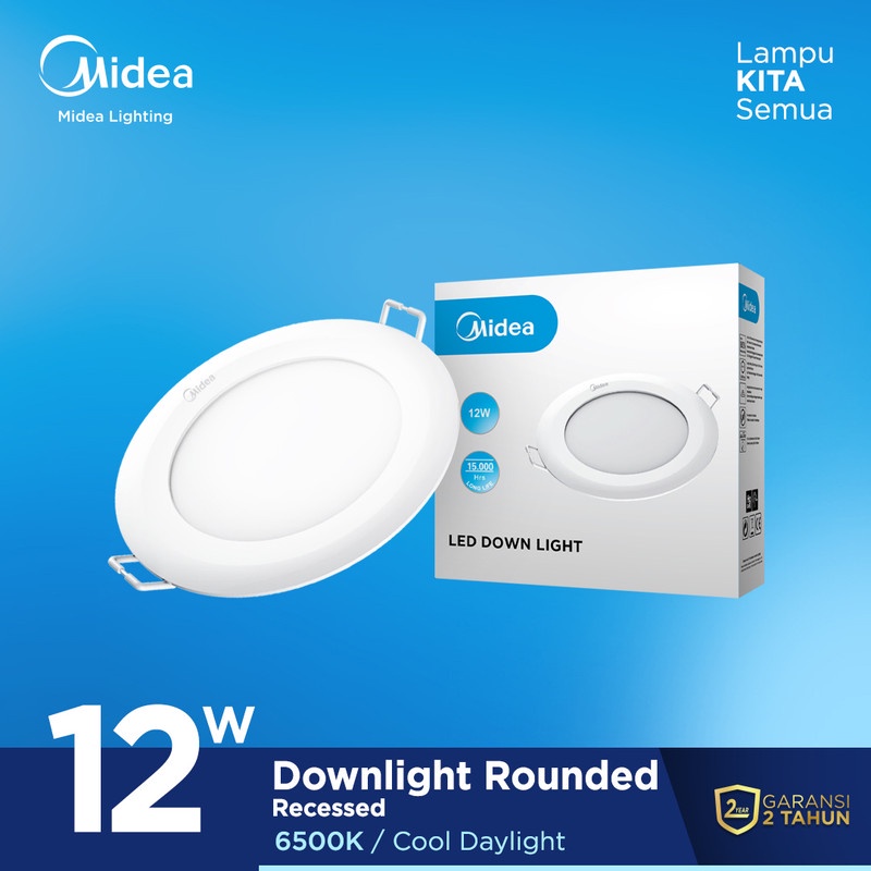 Jual Midea Lampu Downlight Led 12 Watt Putih 6500K Cool Day Light | Shopee Indonesia