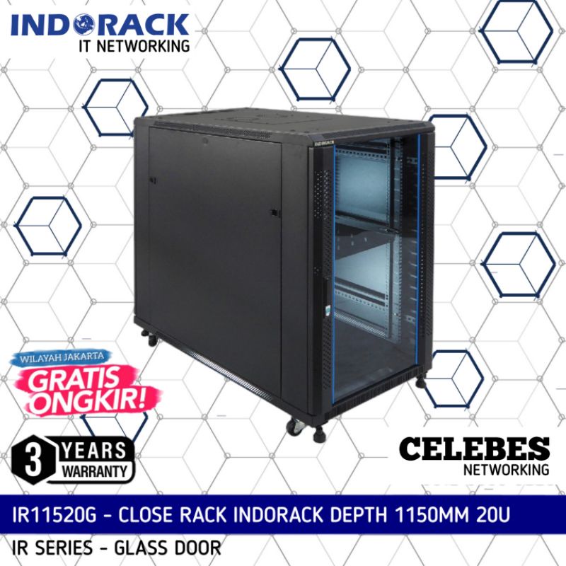 Jual IR11520G - Close Rack INDORACK Glass Door Rak Server 20U Depth ...
