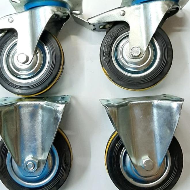 Jual Roda Trolley/Roda Karet/Roda Scaffolding 4 Rem Mati | Shopee Indonesia