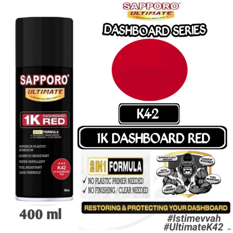 Jual K42 1K DASHBOARD RED SAPPORO ULTIMATE 400ml Cat Semprot Pilok Pylok Pylox / Cat Aerosol ...