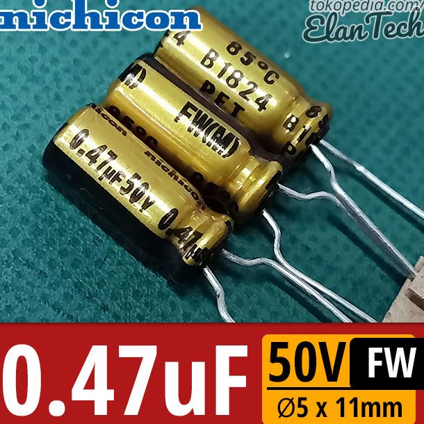 Jual Elco 0.47uF 50V Nichicon FW Gold 0.47 uF Kapasitor Capacitor ...