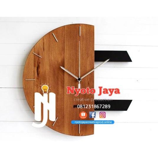 Jual Jam Dinding kayu Jati Model Setengah Lingkaran | Shopee Indonesia