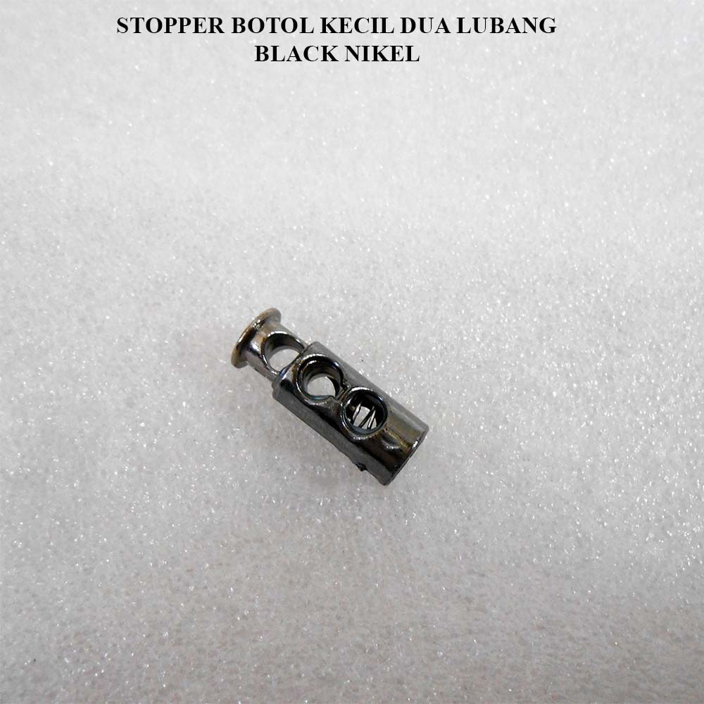 Jual Stopper Tali Kecil 2 Lubang Model Botol Black Nikel Untuk Tali ...