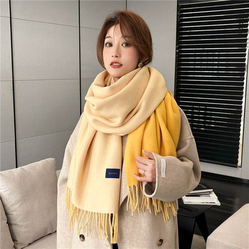 Jual NEW Syal Cashmere Korea Warna Polos 2 sisi/double-sided two-color ...