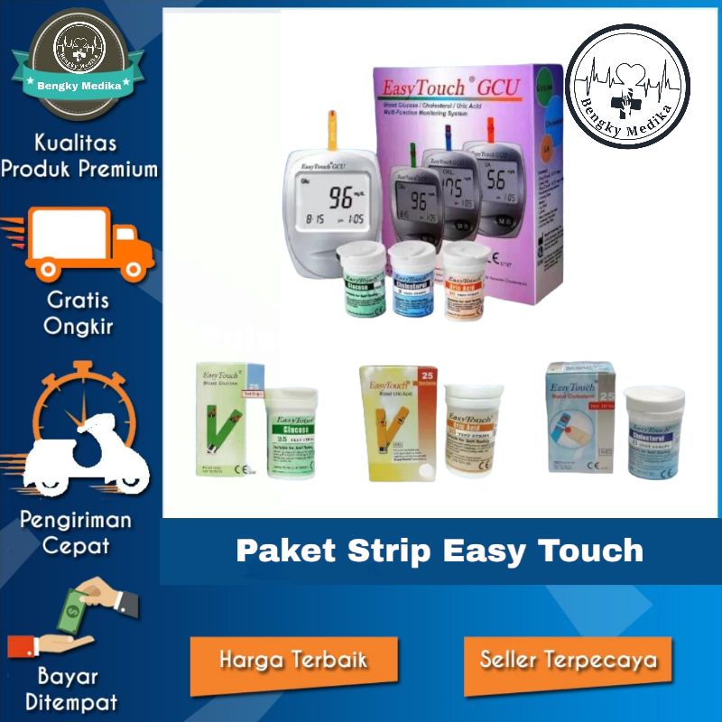 Jual Paket Strip Easy Touch Gula + Ua + Kolesterol Isi Ulang Strip Easy ...