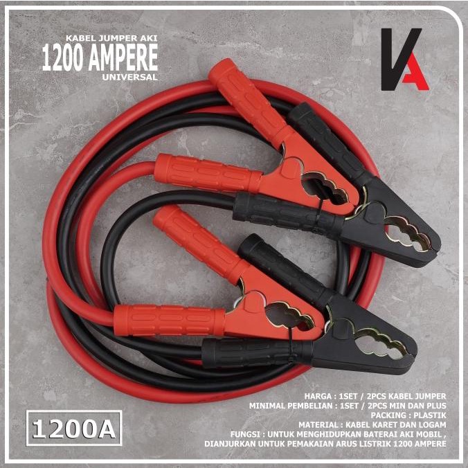 Jual PERKAKAS KENDARAAN KABEL AKI MOBIL / KABEL JUMPER / KABEL ACCU 1200 A 2 METER UNIVERSAL ...
