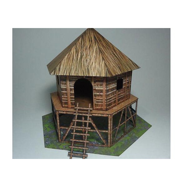 Jual DIY Papercraft Pola Diorama Elevated Jungle Hut Jasmine Paper ...