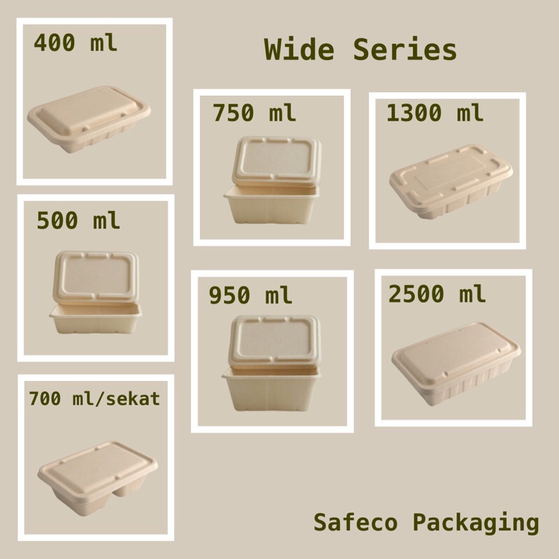 Jual SAFECO BAGASSE LUNCH BOX DUS CATERING BENTO KOTAK KEMASAN TEMPAT MAKAN KATERING PACKAGING ...