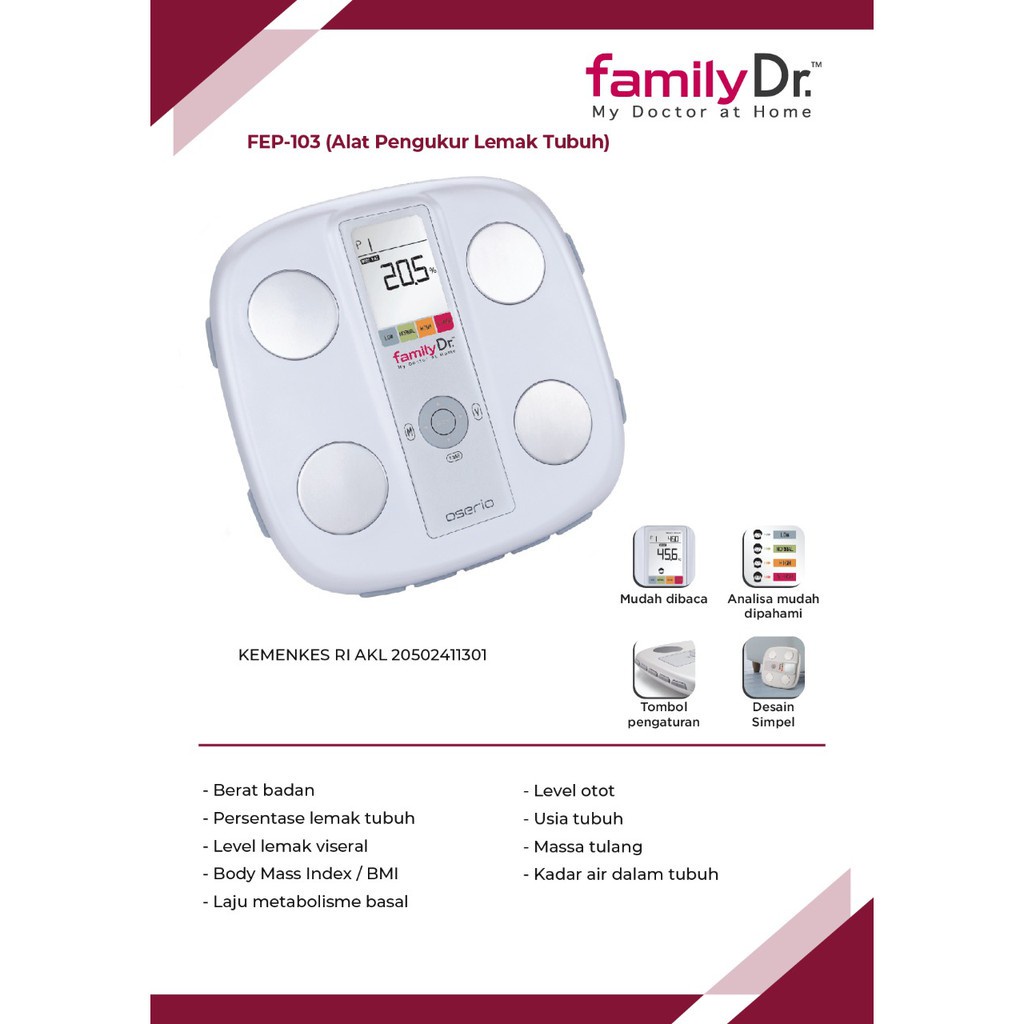 Jual Body Fat Monitor FEP103 Timbagan Badan Digital Family DR | Shopee ...