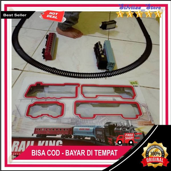 Jual Mainan Kereta Api Rel Panjang Set Anak Original Kereta Api Hitam - Rail King 190334 Baterai ...