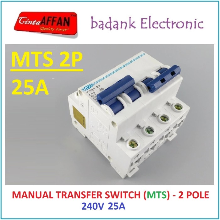 Jual MTS AC C25 25A 240V 2P Circuit Breaker Manual Transfer Switch ...