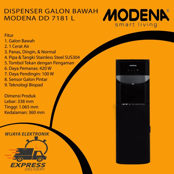 Jual DISPENSER MODENA GALON BAWAH DD7181L BLACK SERIES | Shopee Indonesia
