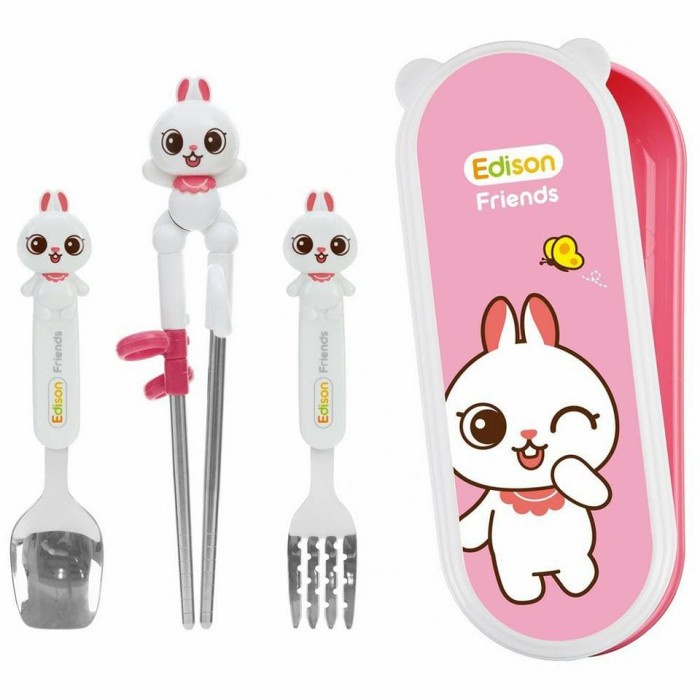 Jual Edison Training Chopsticks Set With Spoon - Rabbit Original Korea ...
