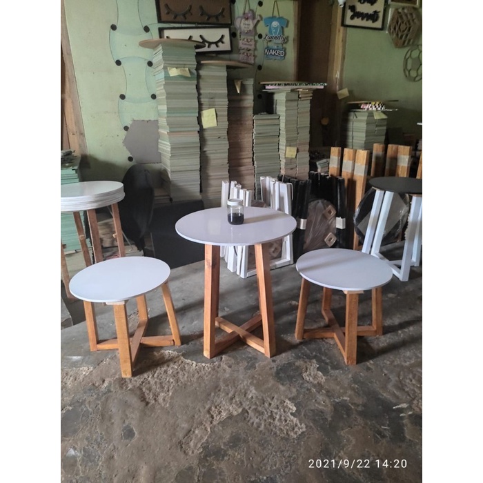 Jual Meja Kopi Set / Meja Teras Set/Set Coffee Table Samju Bulat ...