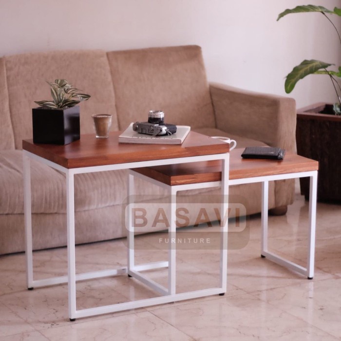Jual Meja Tamu Coffee Table Kayu Jati Asli Solid Kopi Cafe Minimalis ...