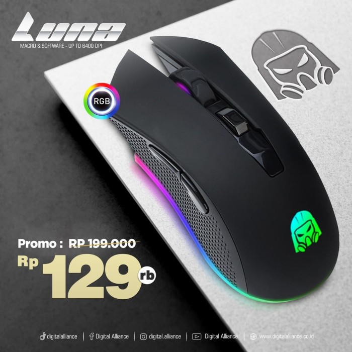 Jual Digital Alliance LUNA RGB Gaming Mouse Macro | Shopee Indonesia