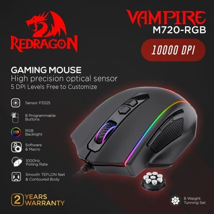 Jual Redragon Gaming Mouse RGB Vampire - M720-RGB | Shopee Indonesia