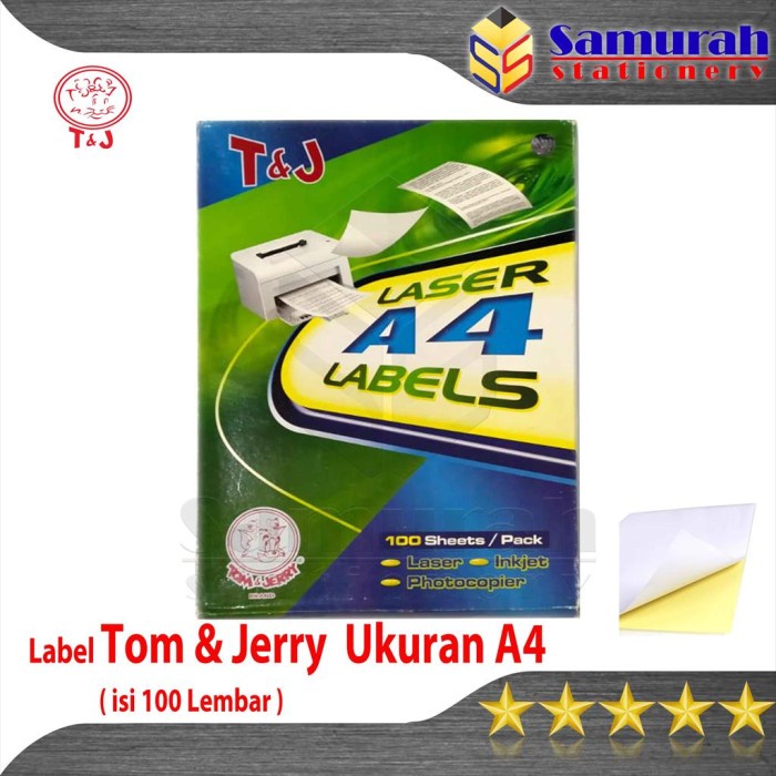 Jual Kertas Laser Label Stiker HVS Tom & Jerry Ukuran A4 isi 100 Lembar ...