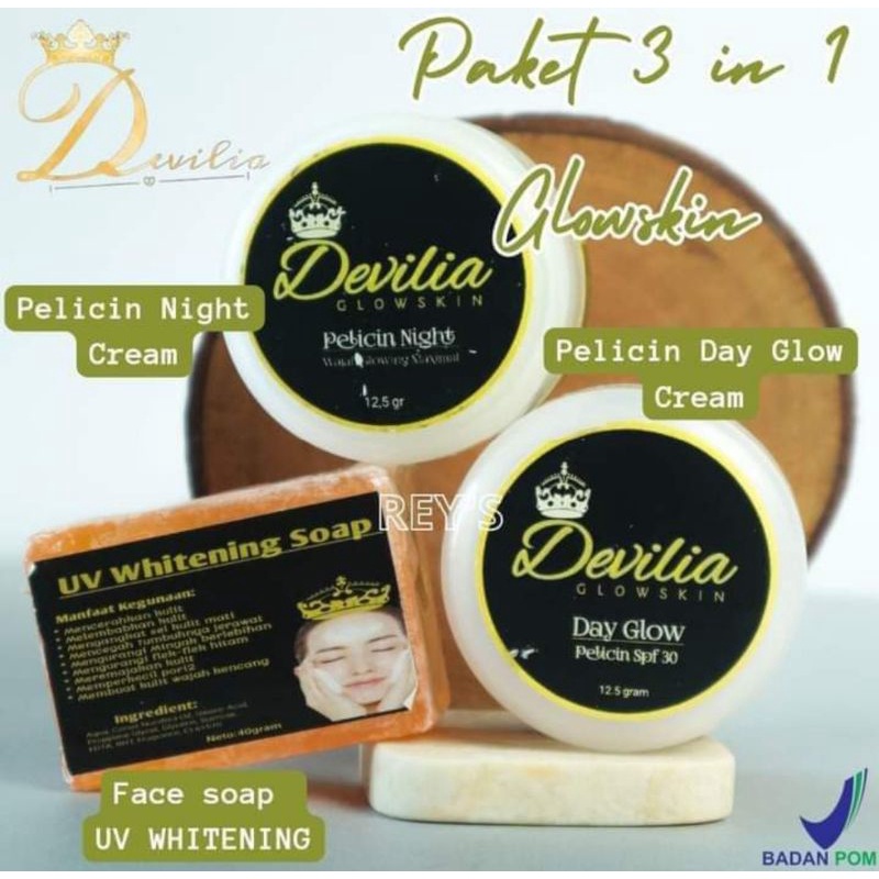 Jual Paket Salep pelicin Glow devilia Day Night UV soap Original ...