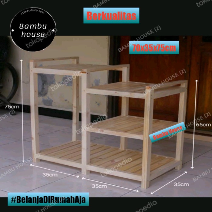 Jual Meja Rak Kayu Tempat Dispenser Dan Magic Com Serbaguna | Shopee ...