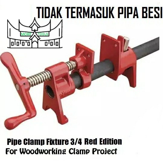 Jual Pipe Clamp 3/4 Inch + Kepala Bar Clamp F Clamp Fixture Klem Pipa 3 ...
