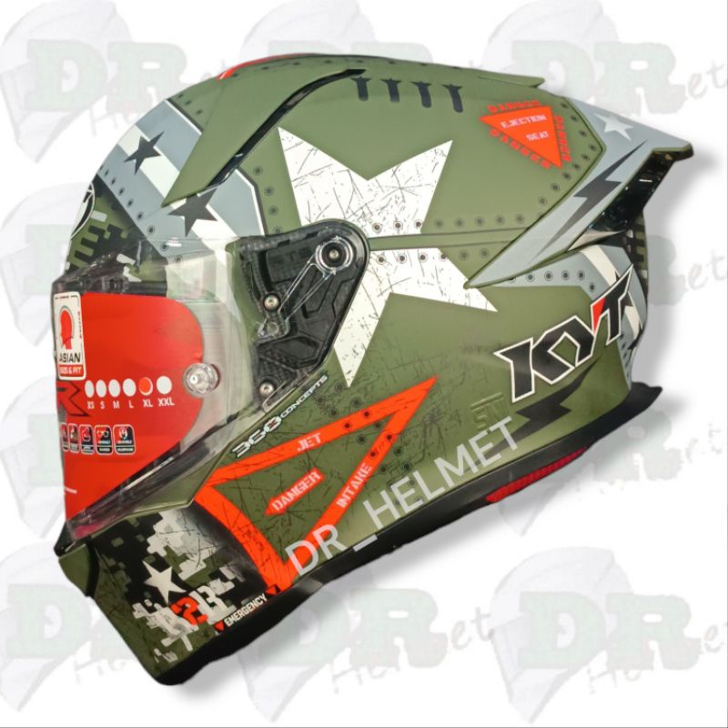 Jual KYT R2R PRO ASSAULT GREEN ARMY DOFF | Shopee Indonesia