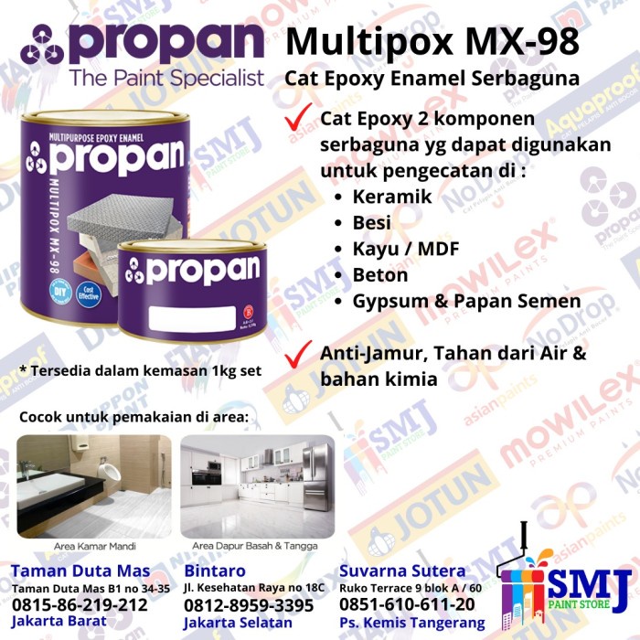 Jual CAT LANTAI KERAMIK TAHAN AIR KIMIA EPOXY PROPAN MULTIPOX MX 98 2K ...