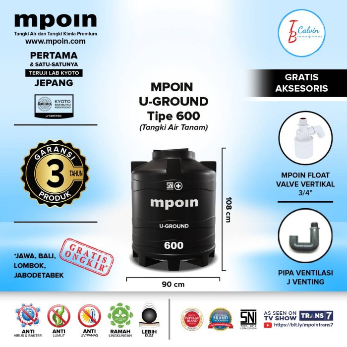 Jual Tangki Air Tanam MPOIN PLUS 600 Liter Underground / Toren Air ...
