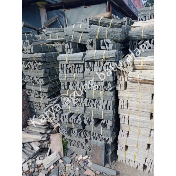 Jual BATU ALAM ANDESIT SUSUN SIRIH PUTIH / ABU-ABU - 5x40, Abu-abu ...